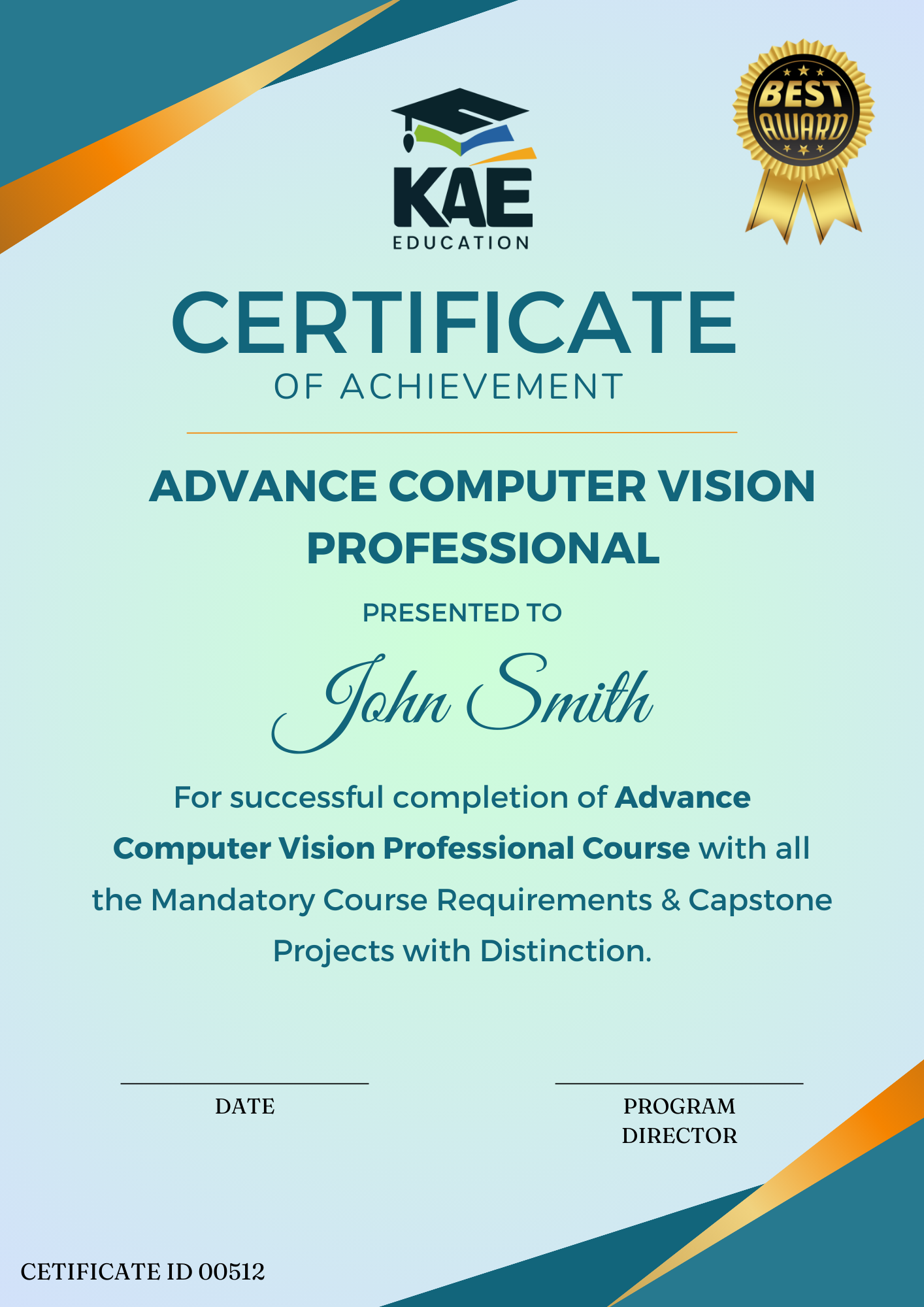 Advance Computer Vision Professional Course - KAE Education